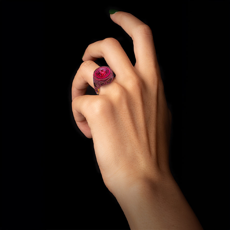 Red Molecule Ruby Ring